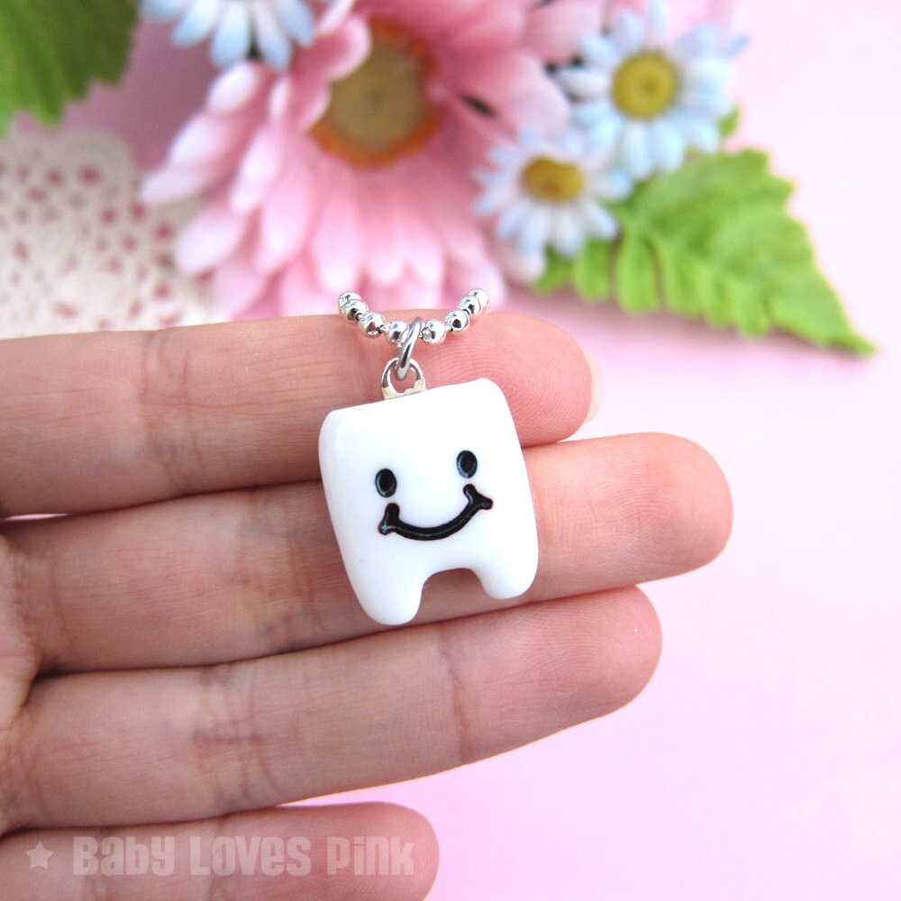 Pearly White Tooth Necklace Cute Happy Smiley Tooth D1E2 - Etsy