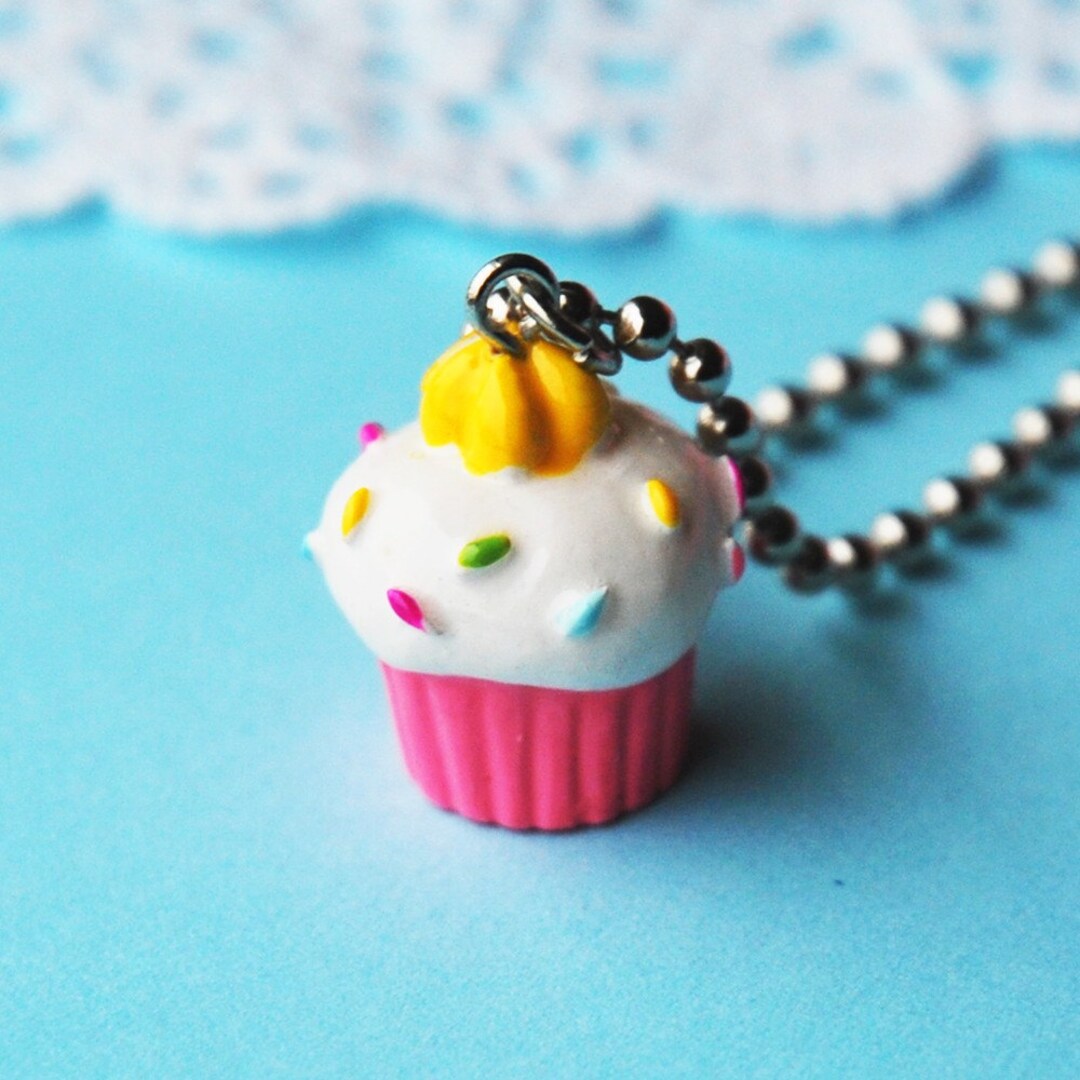 Pink Sprinkled Cupcake With Icing Necklace (D2A4) - Etsy
