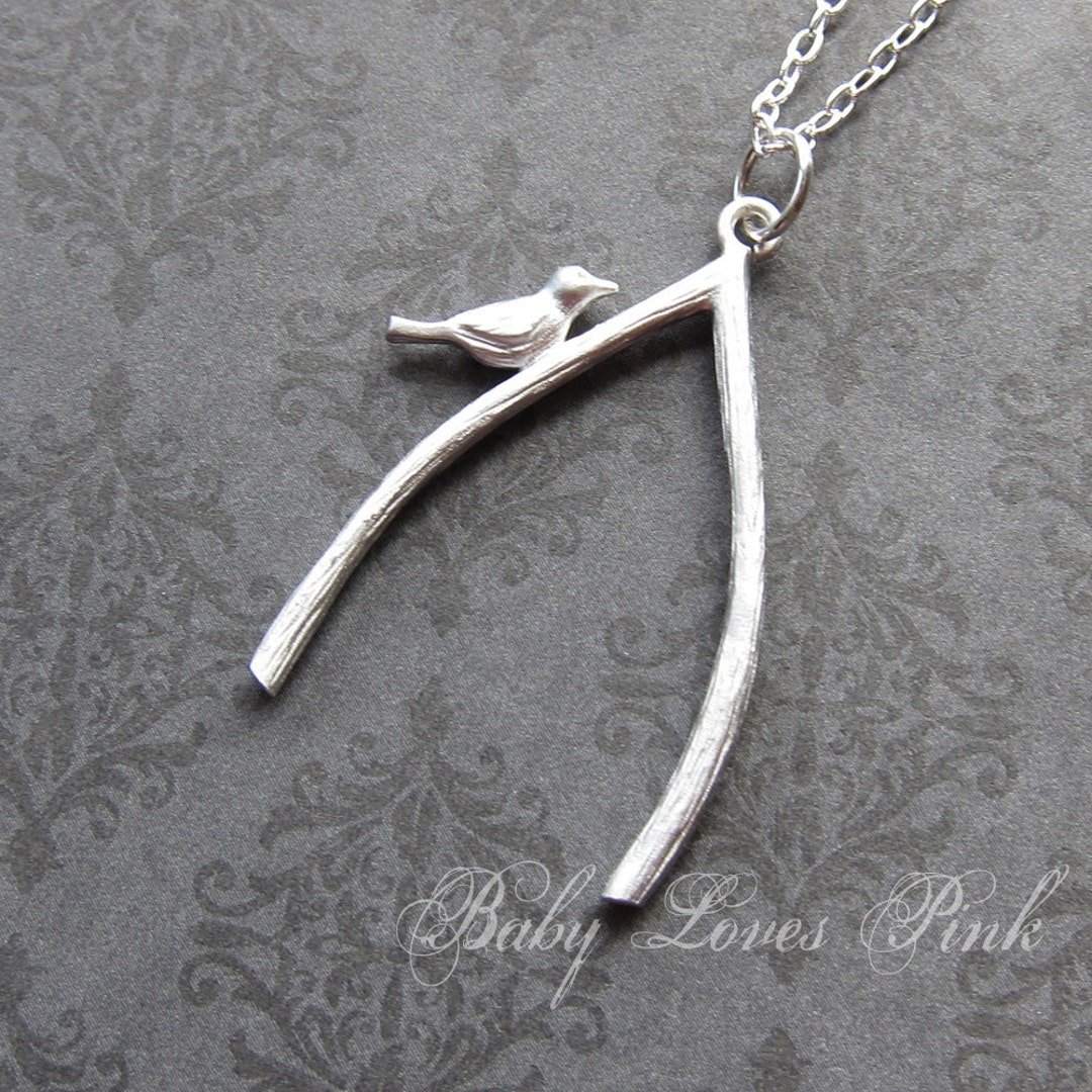 Wishbone With Bird Necklace (R4B-B3) - Etsy