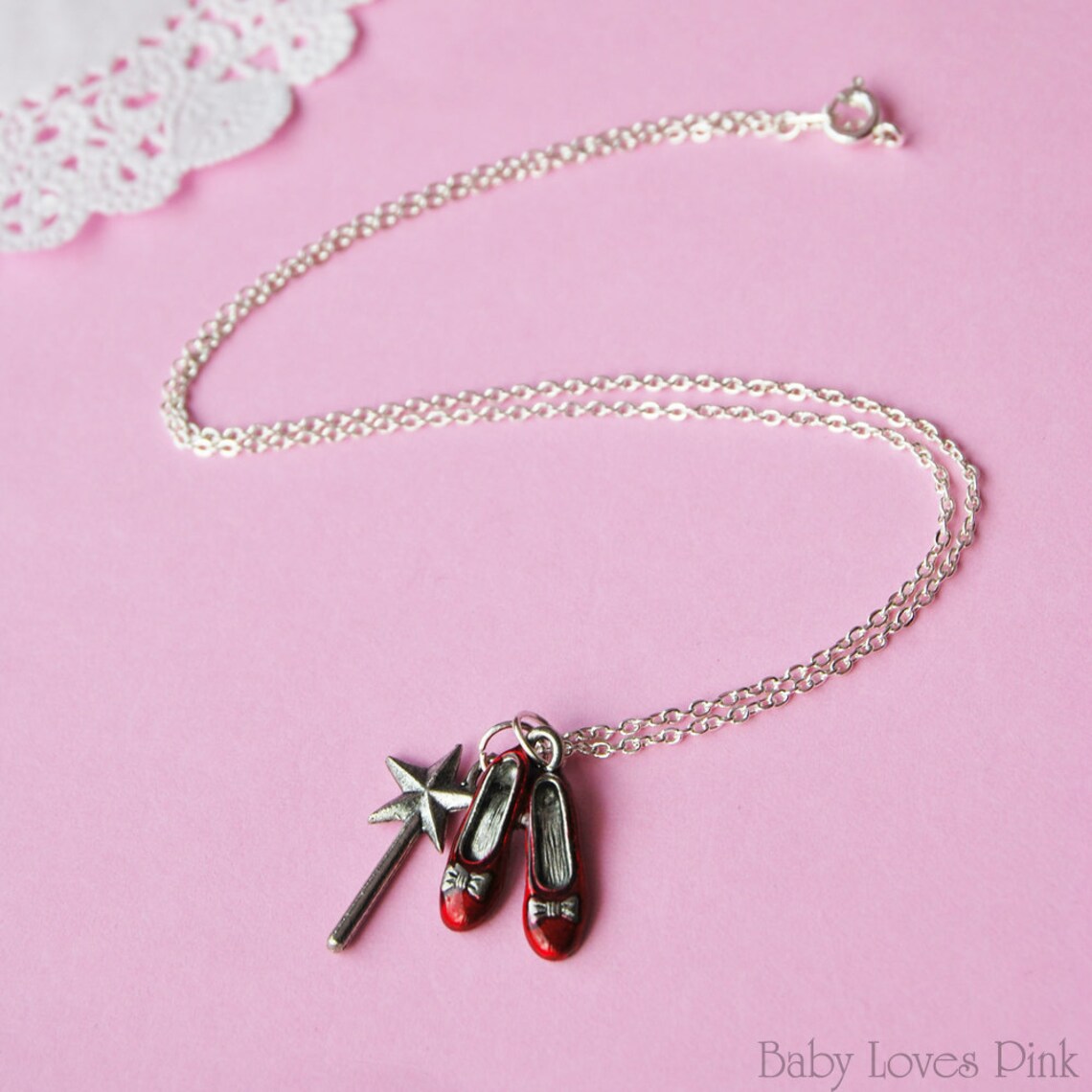 Ruby Slipper Necklace Wizard of Oz With Magic Wand R1D2 - Etsy