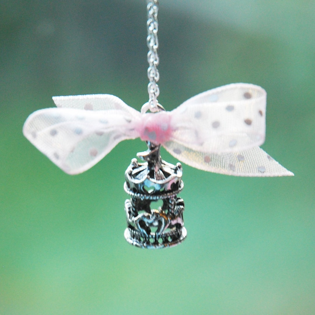Sweet Silver Carousel Necklace (D3C1) - Etsy