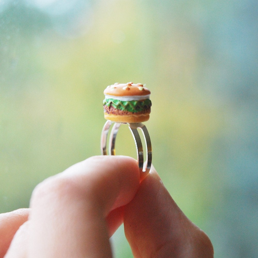 Classic Hamburger Ring Burger Ring Cheeseburger Ring - Etsy