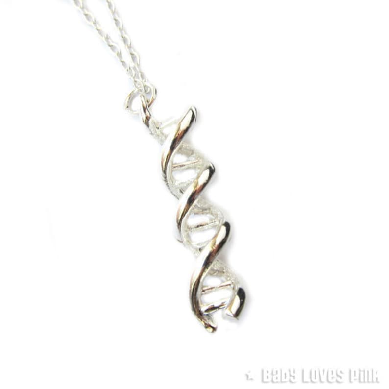 DNA Silver Necklace genetics science double helix molecule | Etsy