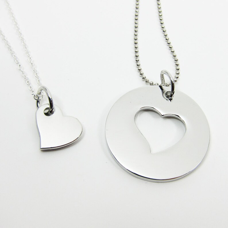 Heart in Circle Matching Couples Necklace - Set of 2 Couples Necklace ...