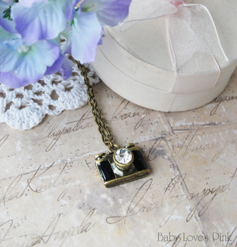 Mini Camera Necklace Antique Bronze Camera | Etsy