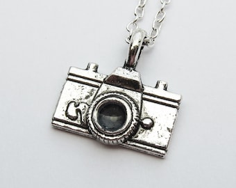 Choose Gold or Silver Camera Necklace Personalized Initial - Etsy