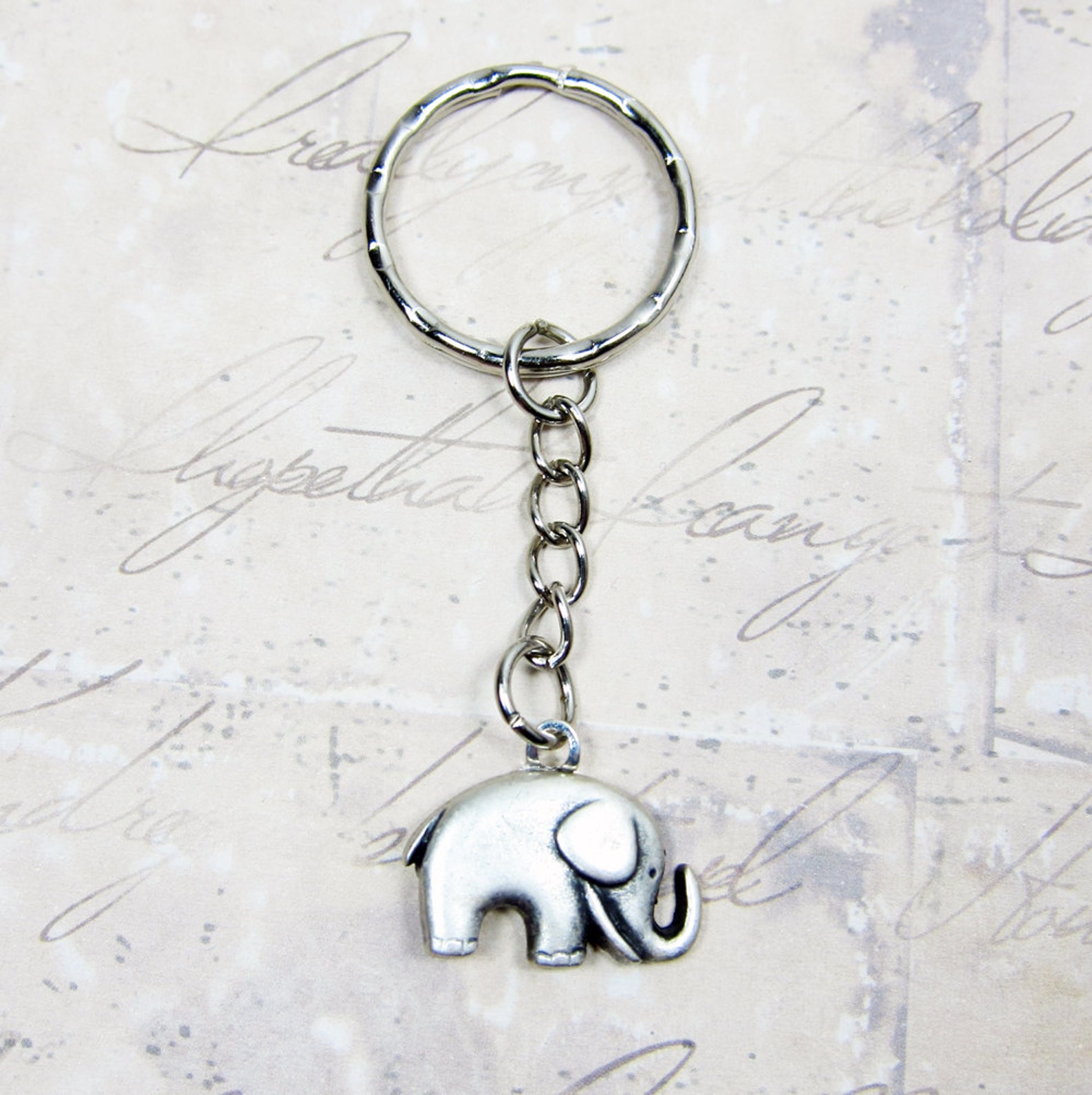 Silver Elephant Keychain - Etsy