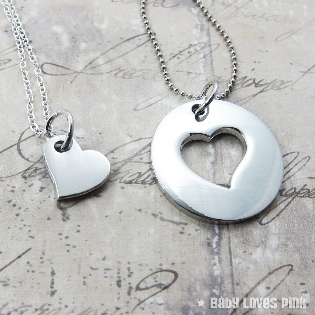 Heart in Circle Matching Couples Necklace - Set of 2 Couples Necklace ...