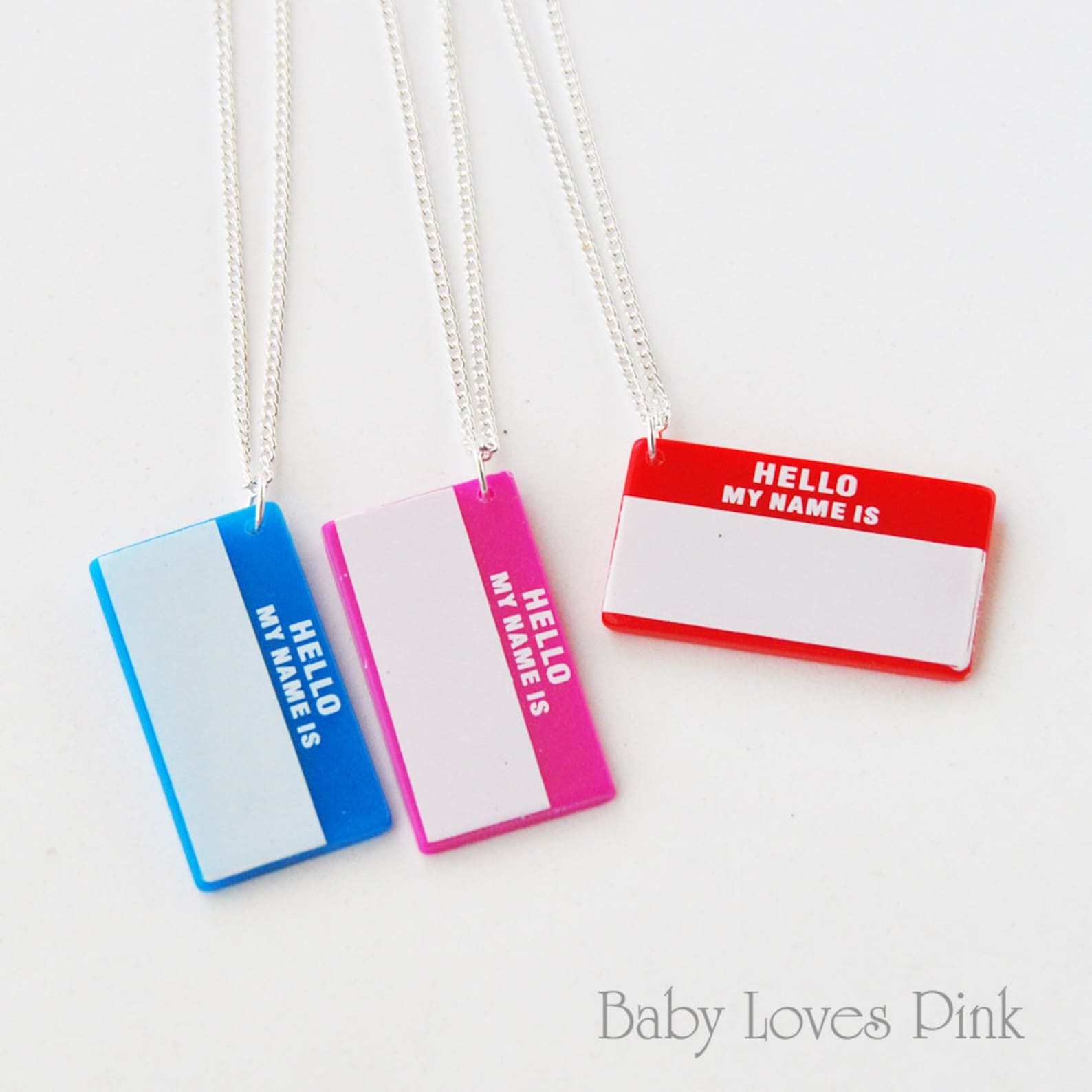 Hello My Name is Name Tag Necklace D2H1-3 | Etsy
