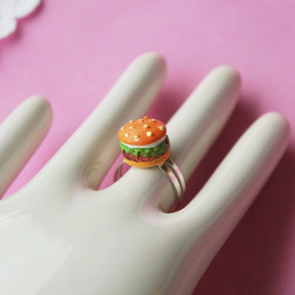 Classic Hamburger Ring Burger Ring Cheeseburger Ring | Etsy