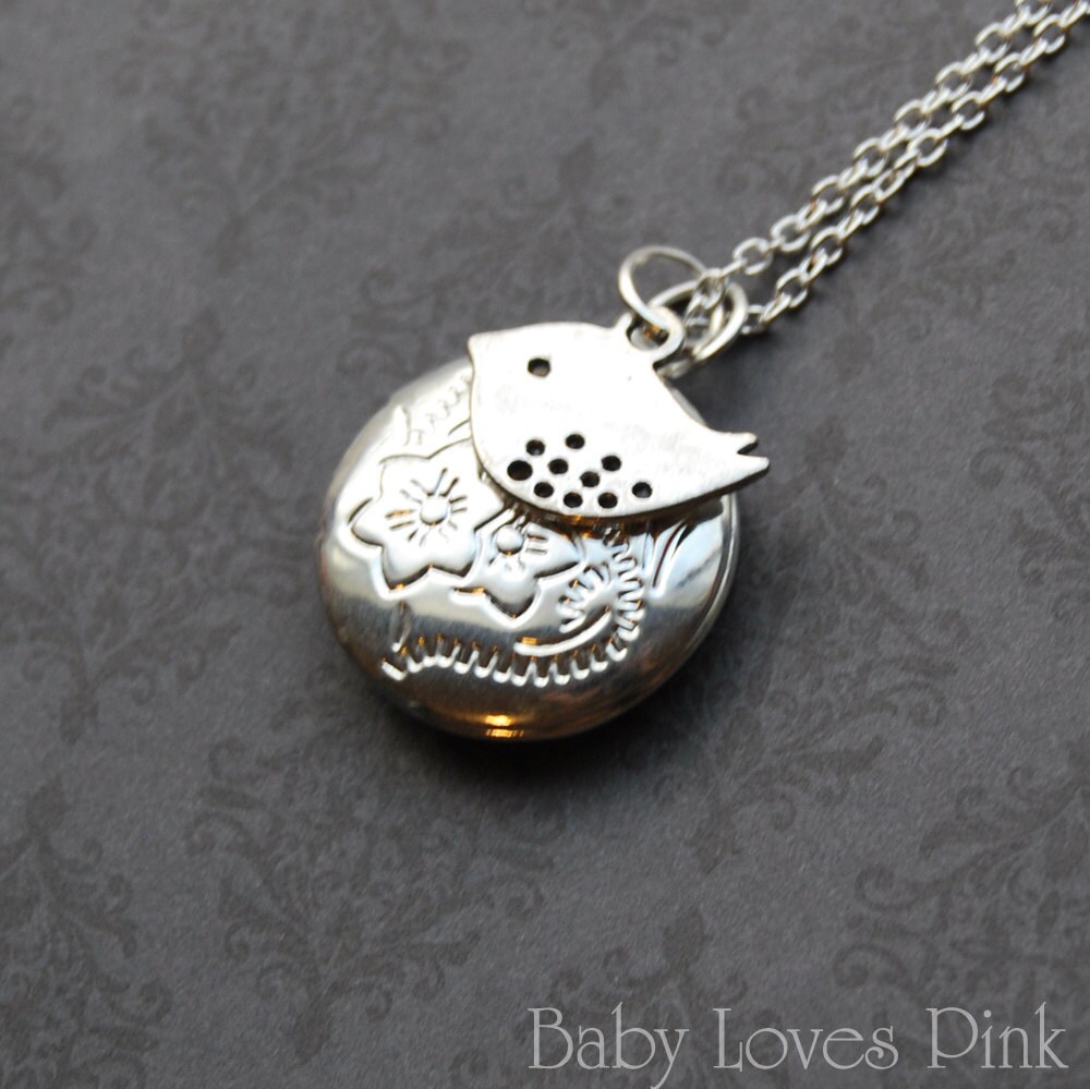 Sweet Bird Silver Locket Necklace R2E1 - Etsy