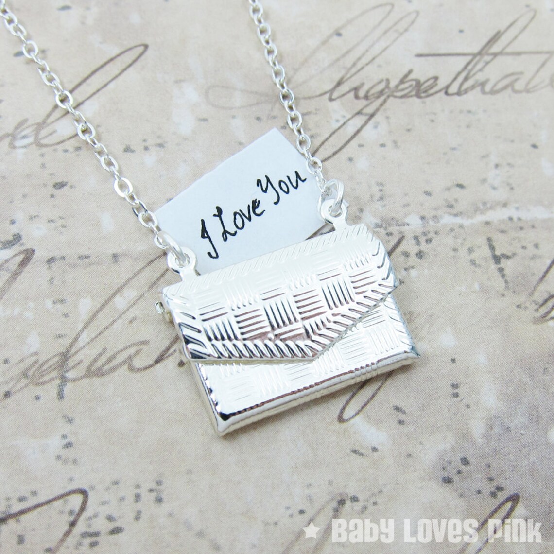 Silver Envelope Locket Necklace Write Your Own Note I Love - Etsy