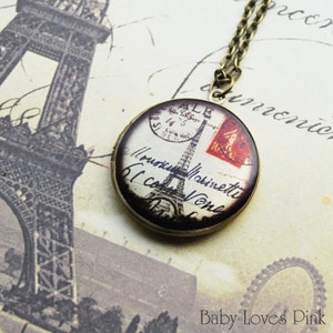 Paris Eiffel Tower Locket Necklace - Brass Photo Locket (R3B-B1) - Etsy
