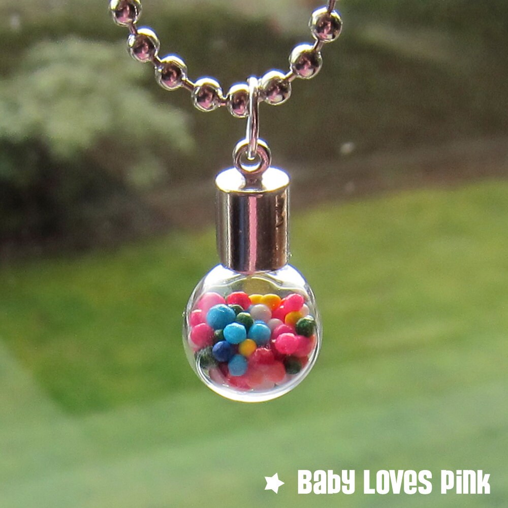 Sprinkle Candy Bauble Necklace Rainbow Sprinkles in Light - Etsy