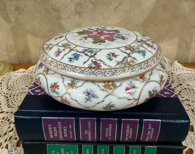 RARE Vintage Dominie's Collection Porcelain Round Trinket Lidded Box - Etsy