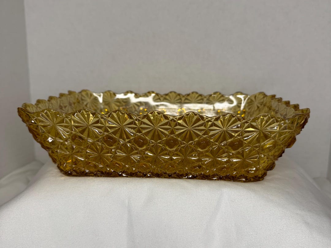 Amber Daisy & Button Patterned Rectangle Bowl - Etsy