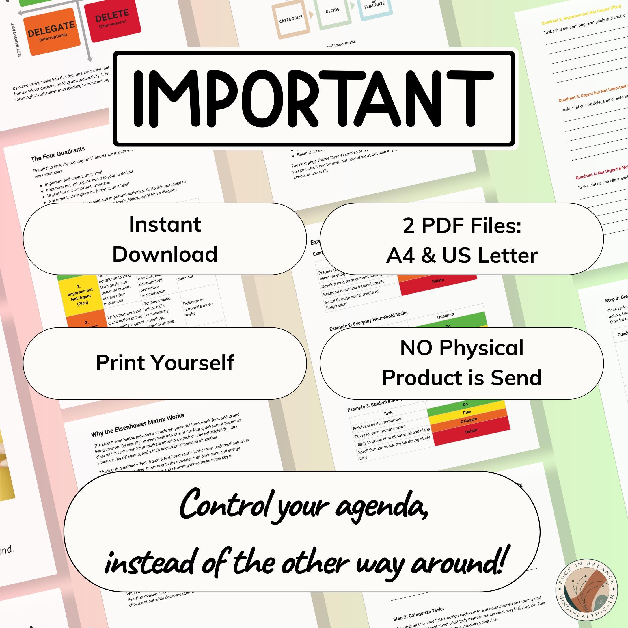 Eisenhower Matrix: Time Management Tool, Productivity Planner and ...