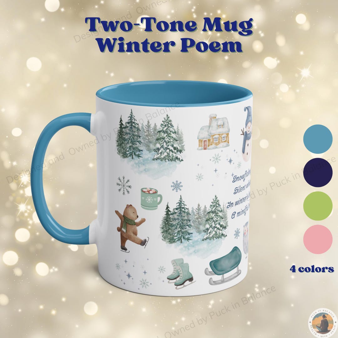 Mindful Winter Mug With Poem and Cozy Accessories, Ceramic Two-tone ...