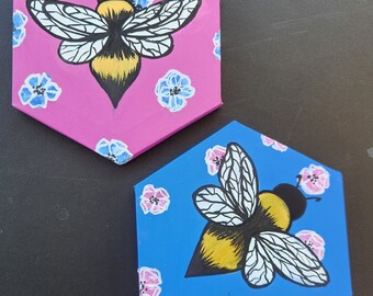 Rainbow Bumble Bee Painting - Etsy