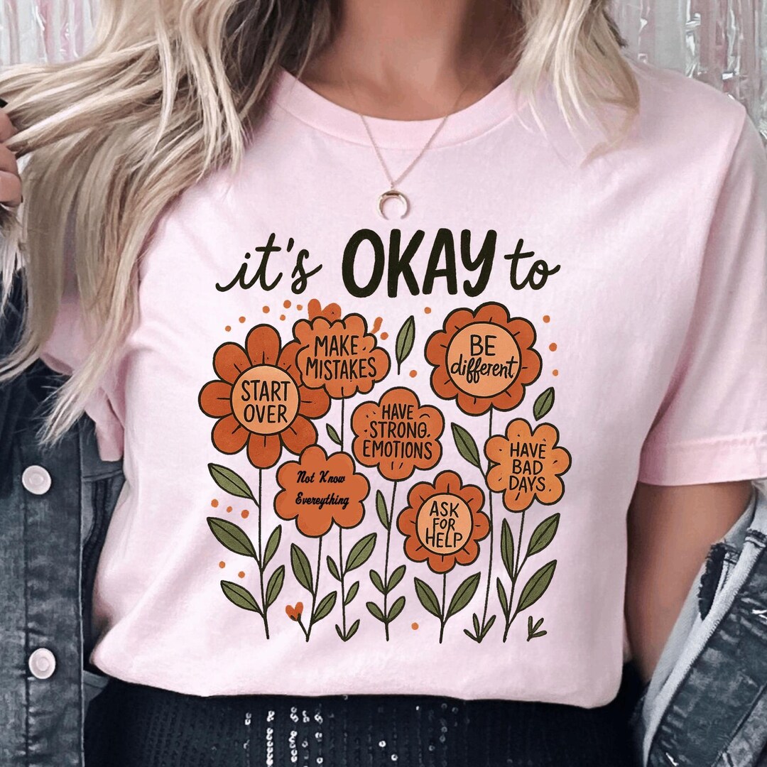 It’s Okay to Be Kind Boho Floral Shirt, Inspirational Quote Tee ...