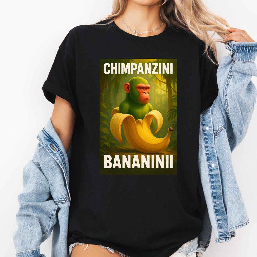 Chimpanzini Bananini Shirt, Funny Retro Italian Monkey Banana Meme T ...