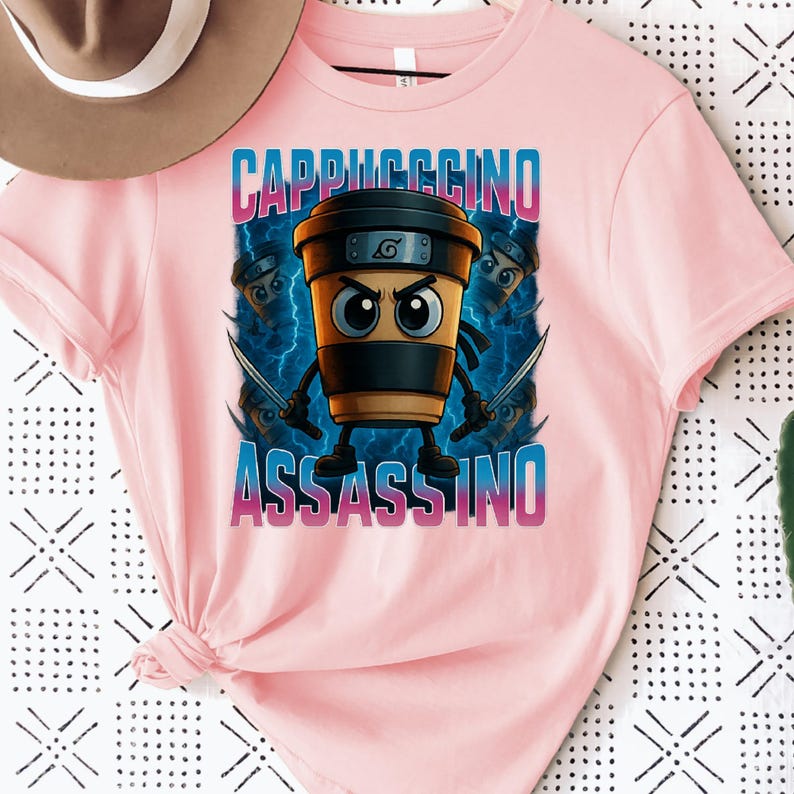 Cappuccino Assassino Coffee T-shirt, Funny Gen Z Brainrot Meme Tee ...