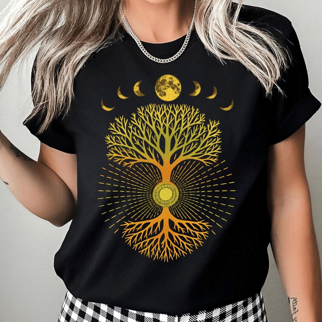 Phases of the Moon T-shirt, Retro 60s 70s Tree of Life Tee, Boho ...