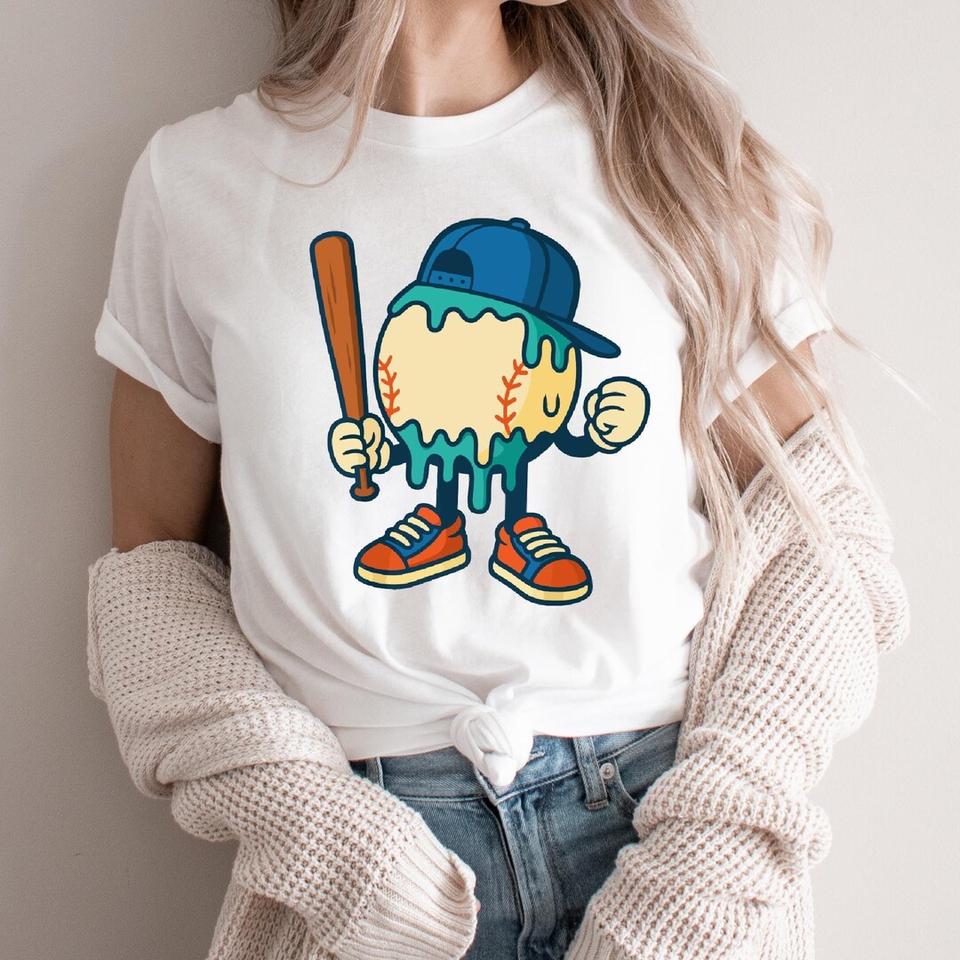 Ice Cream Drip Baseball Shirt, Funny Baseball Sports Tee, Cool Summer ...
