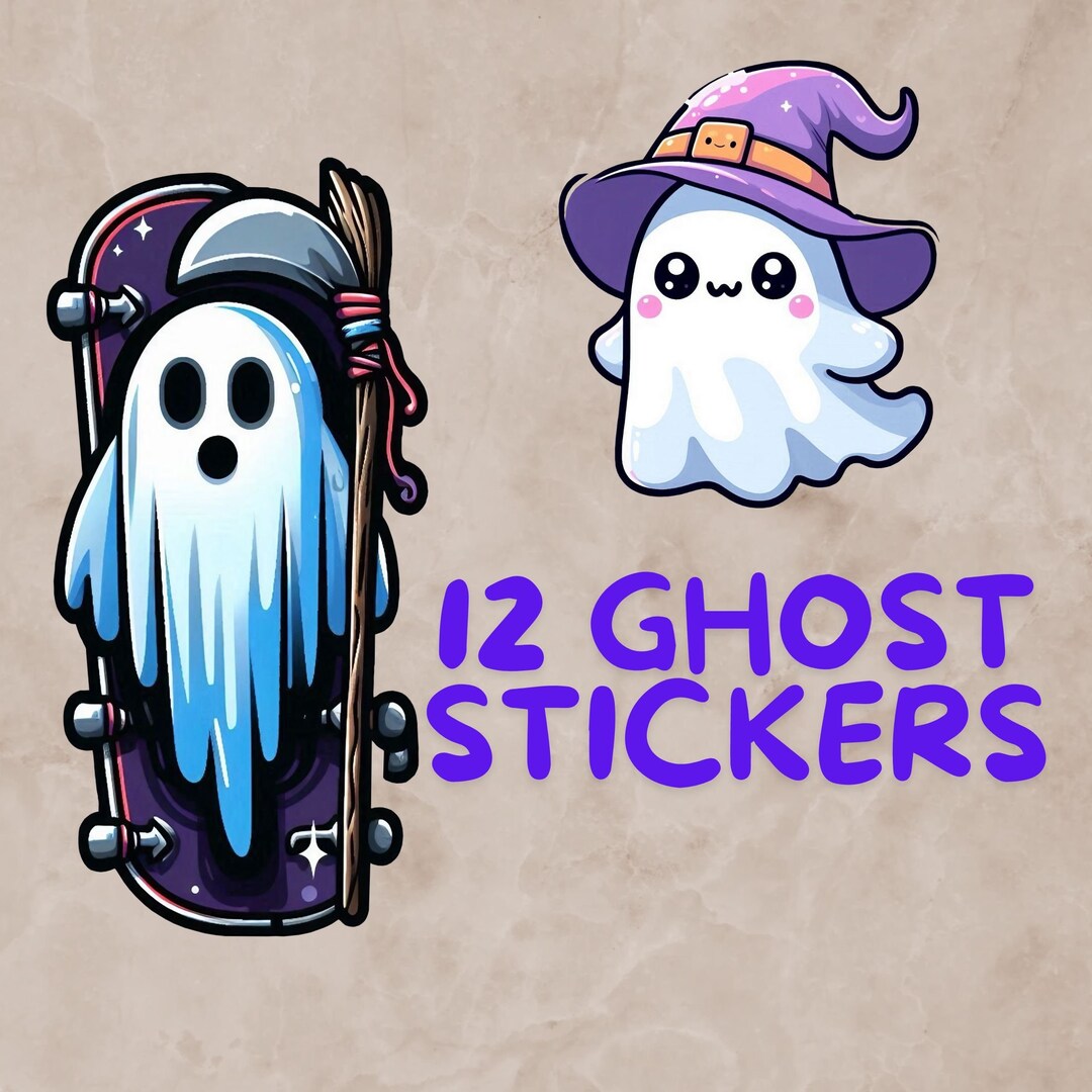 Ghosts Digital Download Stickers, Ghost Stickers PNG and PDF, Printable ...