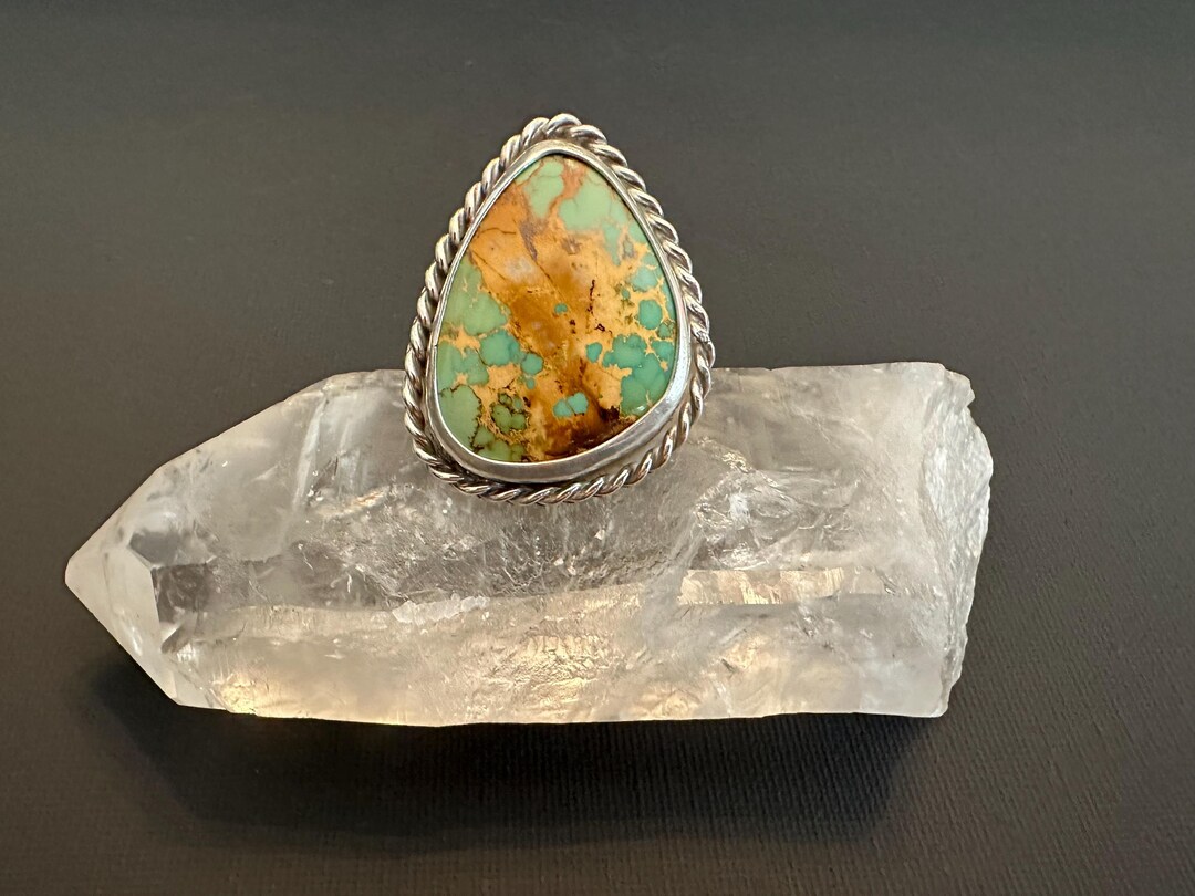 Large Royston Turquoise Sterling Silver .925 Ring US Size 8.25 Boho ...