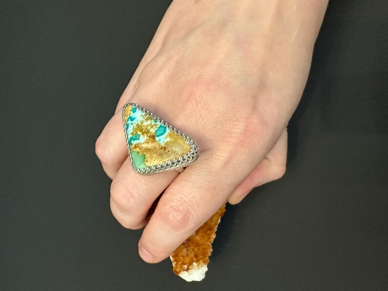 HUGE Natural Royston Turquoise Ring Size US 8.75 Sterling Silver .925, Bohemian, Boho Chic ...