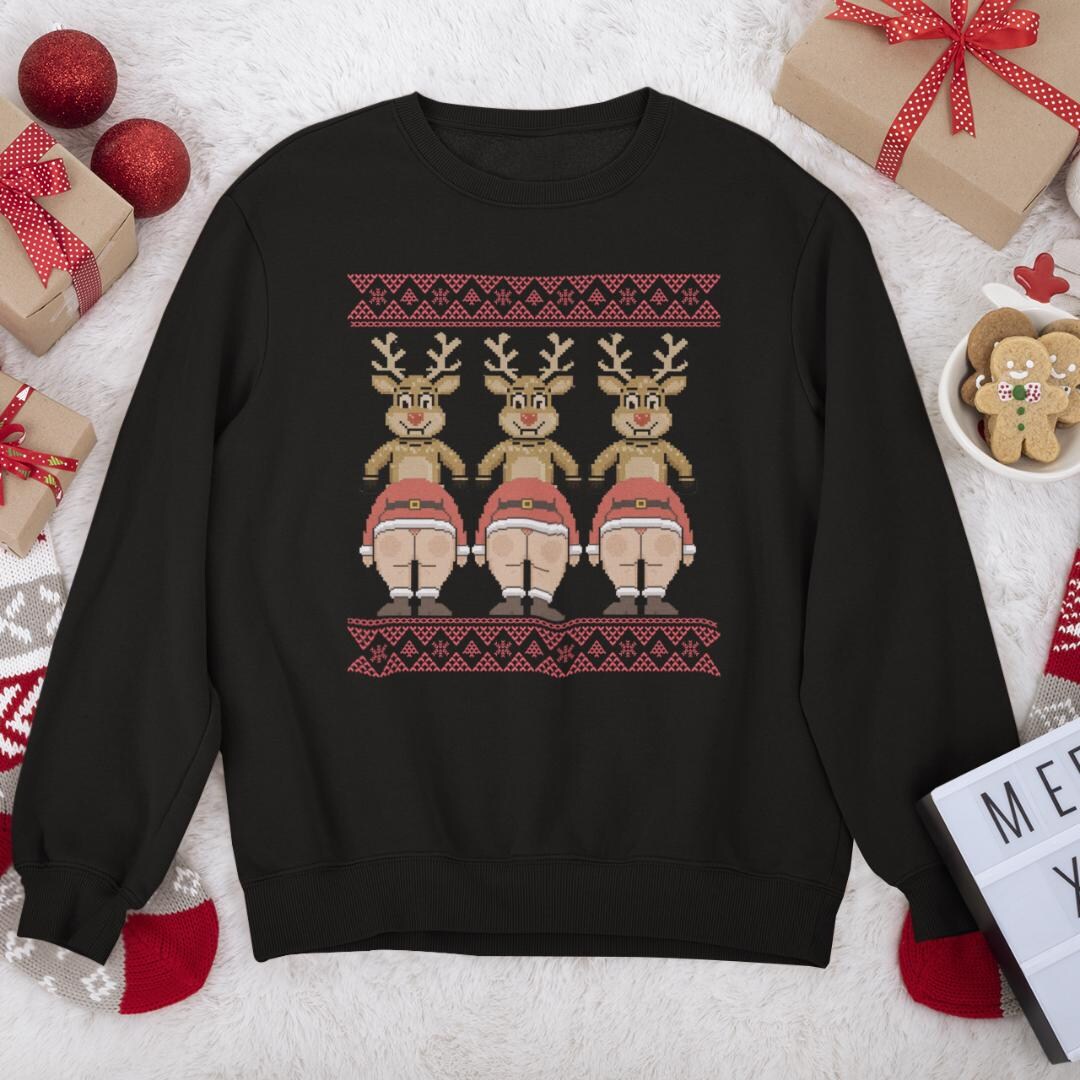 Ugly Ass Sweater Christmas Holiday for Adults Funny Crewneck Santa ...