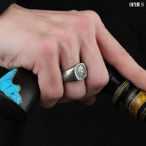 Men's Native American Signet Ring, Silver Tribal Ring, Native American ...