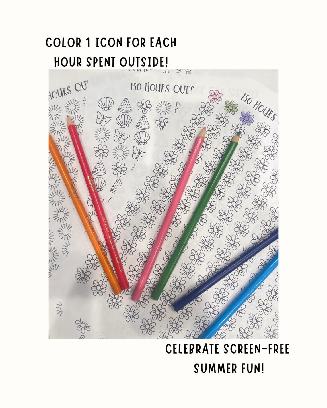 150 Hours Outside Summer Tracker | Printable Coloring Sheet for Kids ...