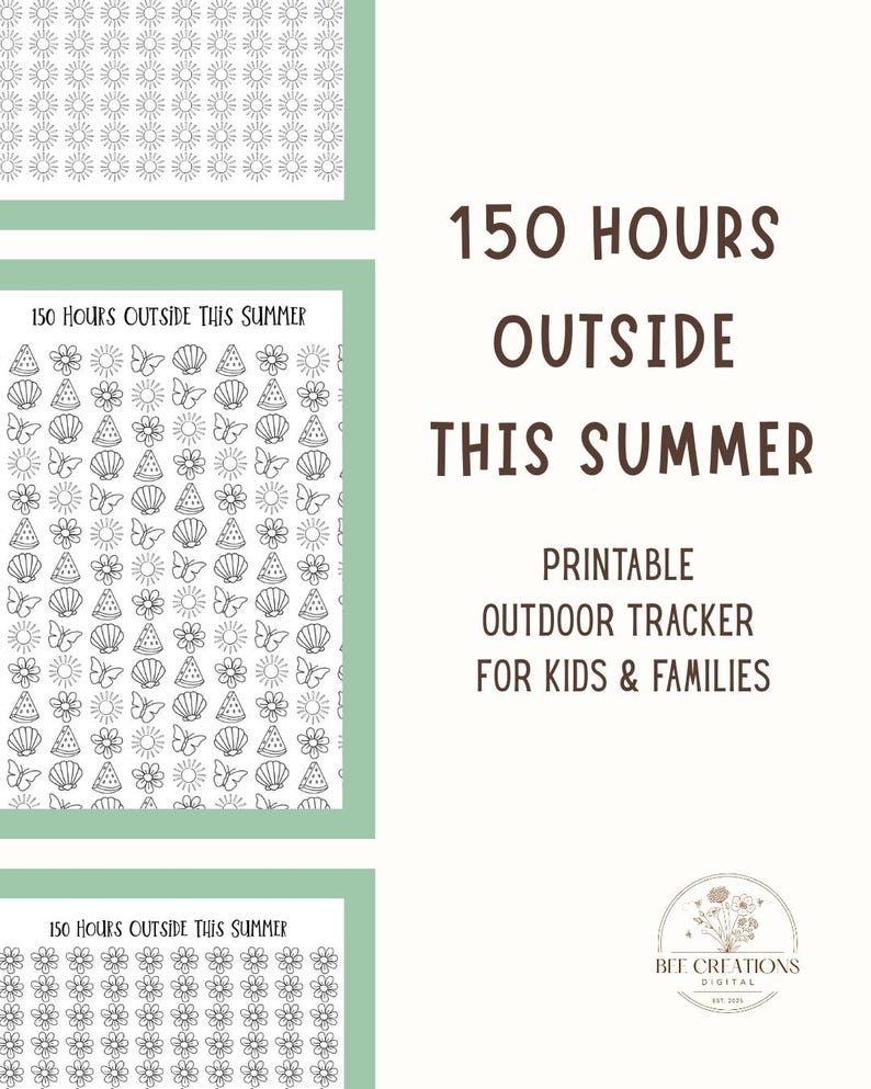 150 Hours Outside Summer Tracker | Printable Coloring Sheet for Kids ...