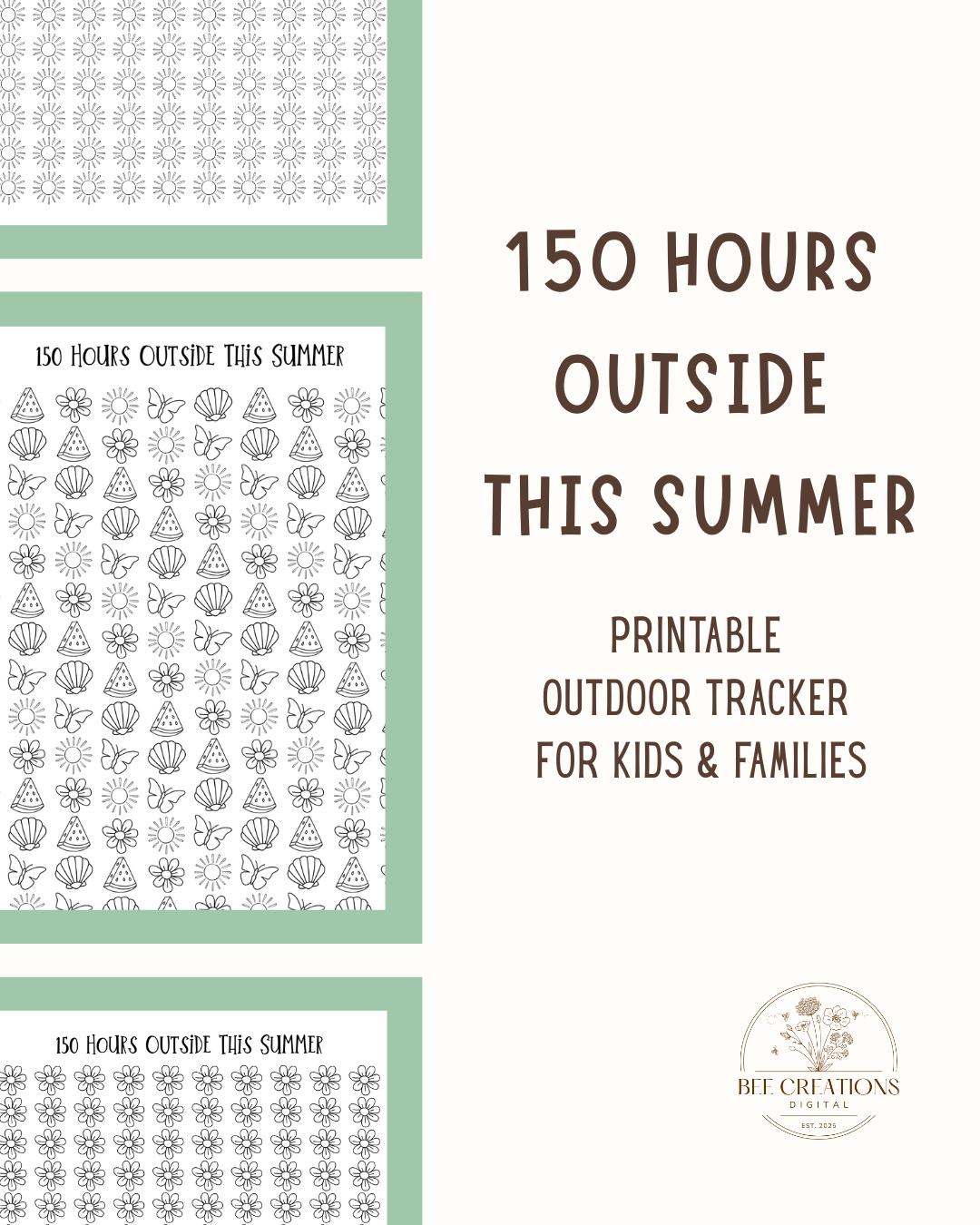 150 Hours Outside Summer Tracker | Printable Coloring Sheet for Kids ...