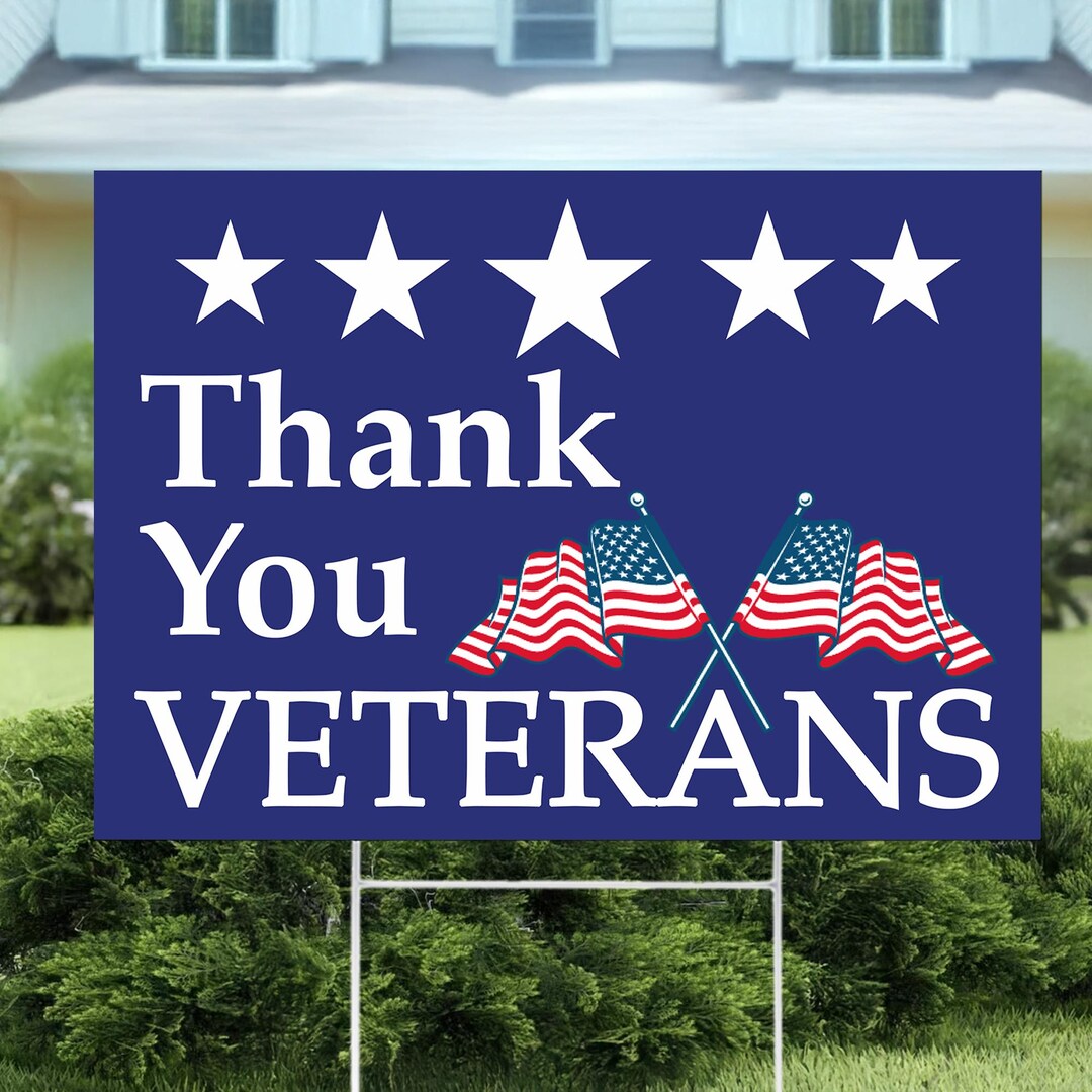 Veterans Day Yard Sign Decoration, Support Our Troops Thank You ...