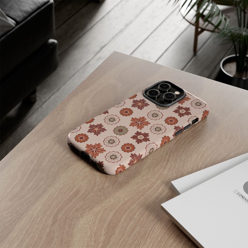 Floral Rosette iPhone Case, Red Coral Vintage Aesthetic - Etsy