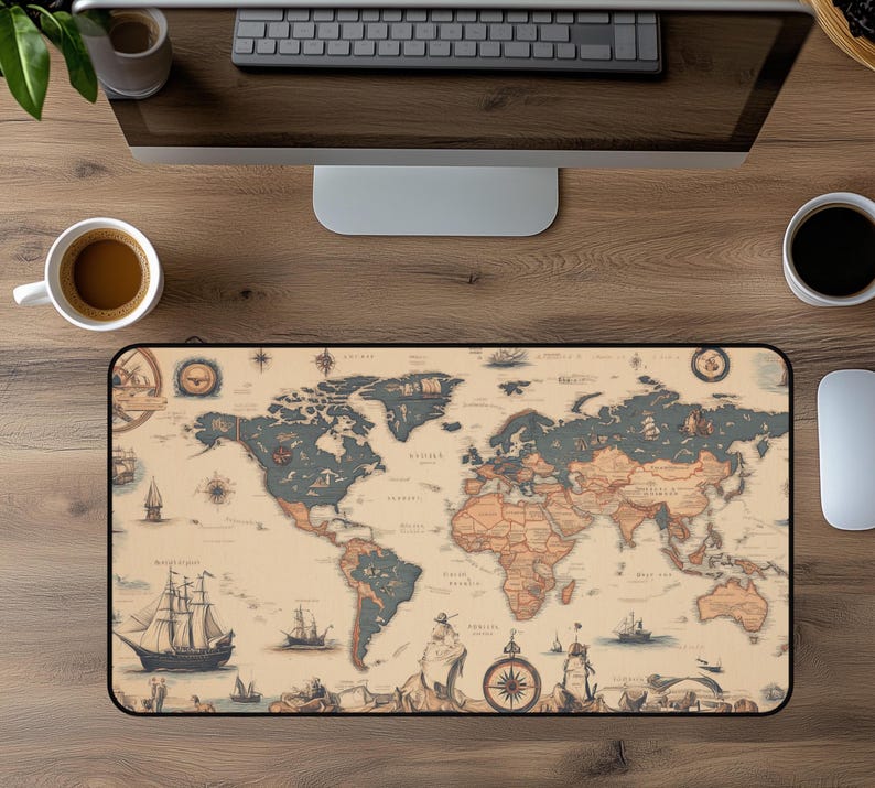 Desk Mats Old World Maps Desk Pads Vintage Desk Decoration Extended ...
