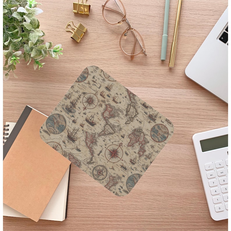 Vintage World Map Mouse Pad, Antique Map Desk Mat, Retro Cartography ...