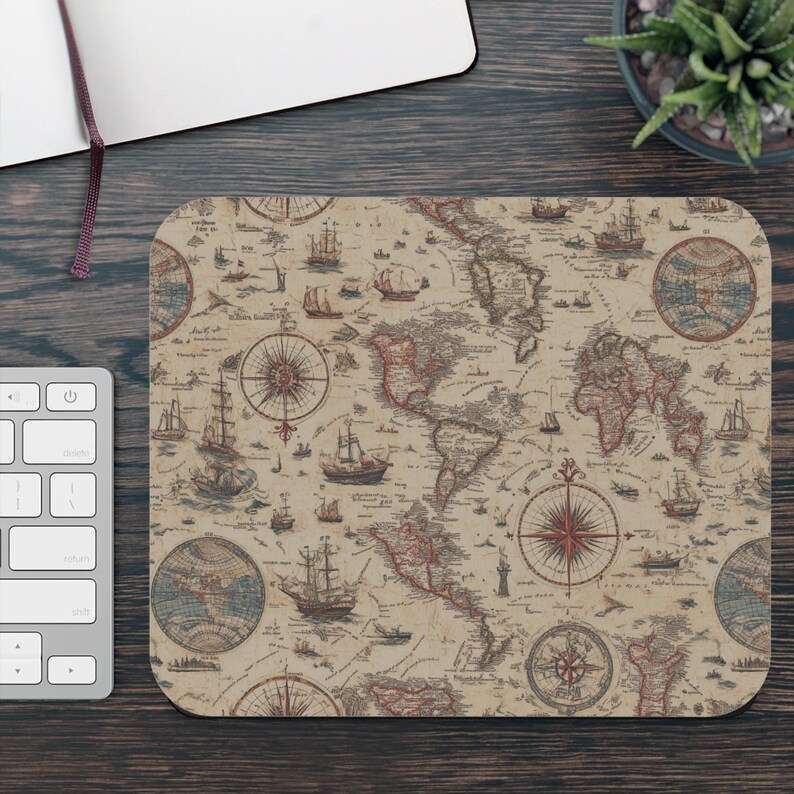 Vintage World Map Mouse Pad, Antique Map Desk Mat, Retro Cartography ...