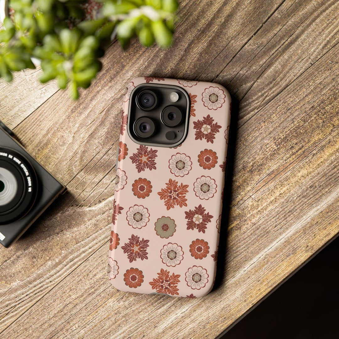 Floral Rosette iPhone Case, Red Coral Vintage Aesthetic - Etsy
