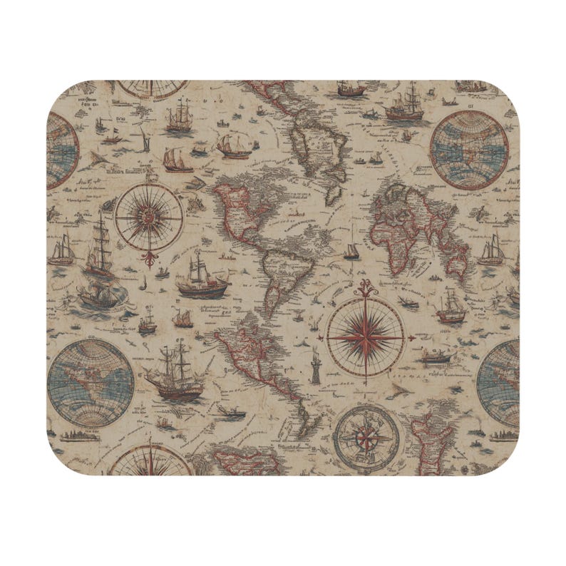 Vintage World Map Mouse Pad, Antique Map Desk Mat, Retro Cartography ...