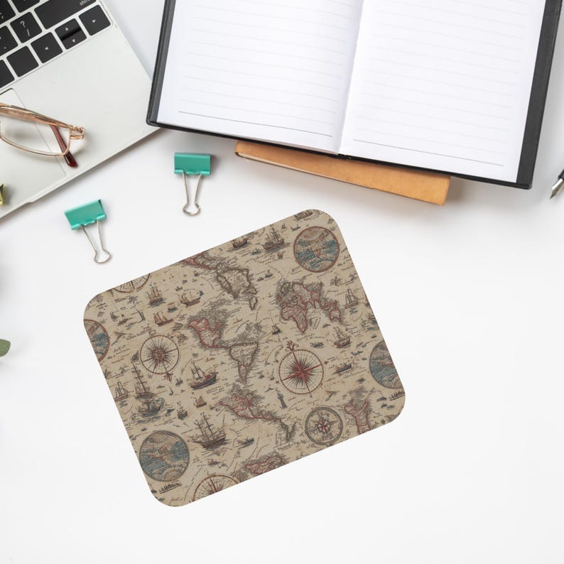Vintage World Map Mouse Pad, Antique Map Desk Mat, Retro Cartography ...