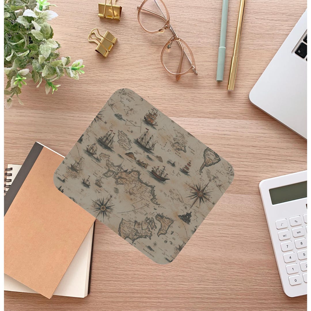 Vintage World Map Mouse Pad, Antique Map Desk Mat, Retro Cartography ...