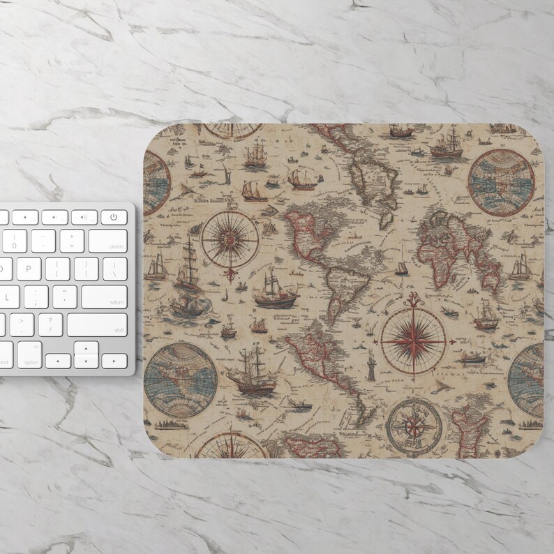 Vintage World Map Mouse Pad, Antique Map Desk Mat, Retro Cartography ...