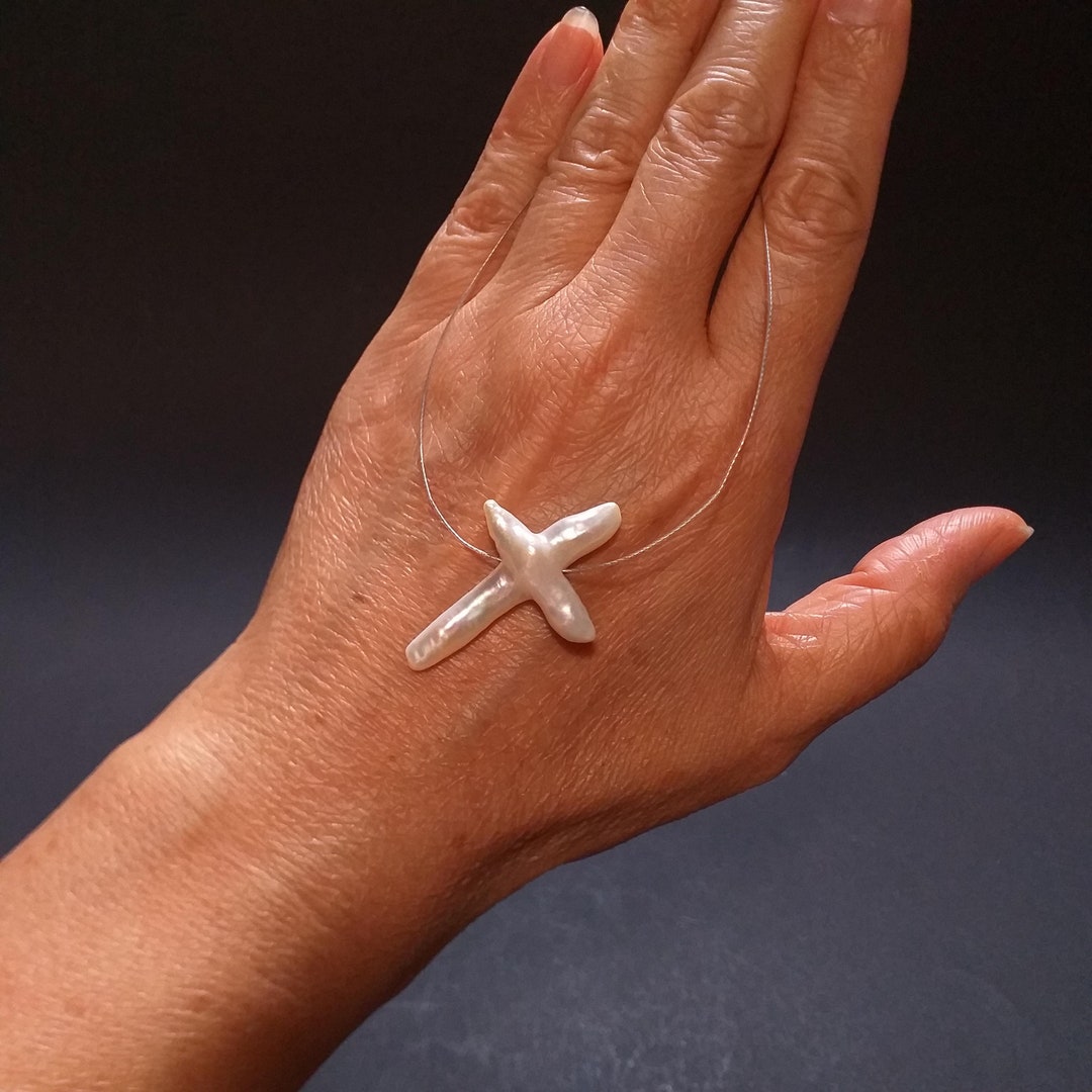 1 to 5 Pieces Ivory Pearl Cross Shape Pendant Beads 35 to 43mm FACTORY ...