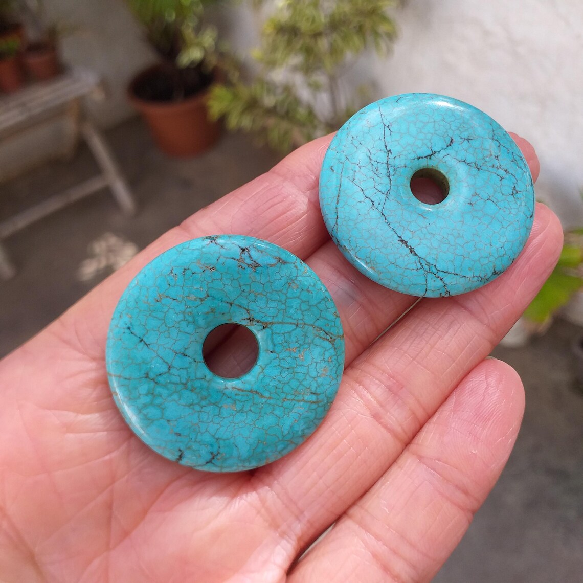 Magnesite Turquoise Pi Cut Donut 35mm1 to 3 Piecefactory DIRECT ...