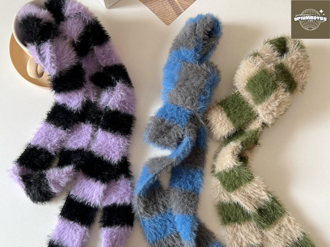 Fluffy Scarf Mini Skinny Fluffy Scarf Y2K Scarf Y2K Aesthetic Y2K ...