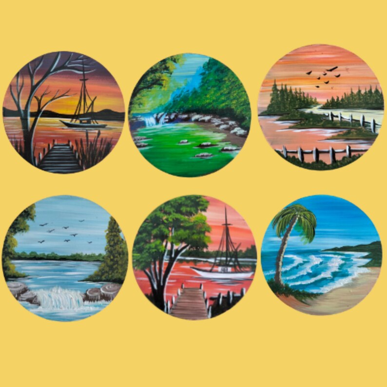 A Minimalist Landscape Triptych, Handmade Magnet, Wall Decoration - Etsy